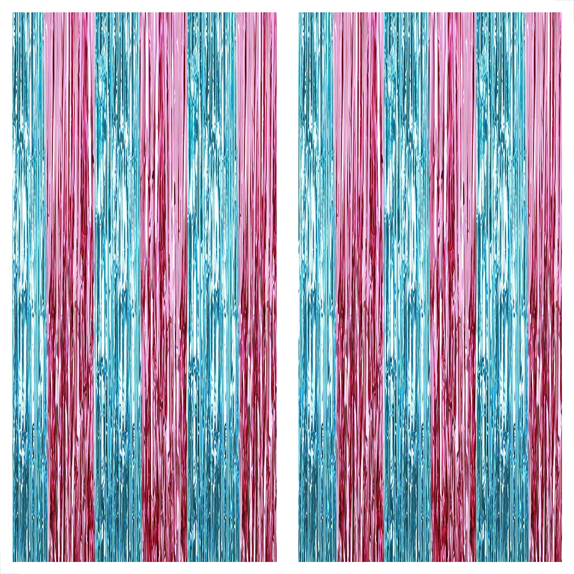 KatchOn, XtraLarge Pink and Blue Streamers - 8x3.2 Feet, Pack of 2 Gender Reveal Decorations | Baby Gender Reveal Backdrop Boy or Girl | Pink and Blue Backdrop for Pink and Blue Party Decorations