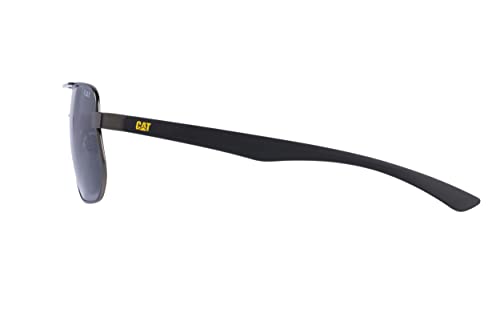 Caterpillar 8013 Men's Polarized Navigator Sunglasses, Matte Gunmetal/Rubberized Matte Black, 58 mm