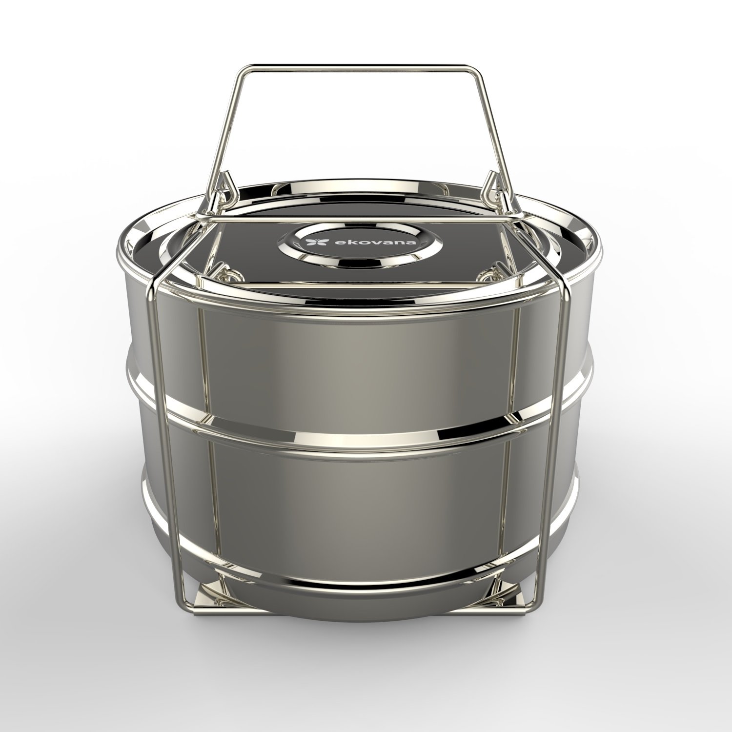 ekovana 3qt Mini Stackable Stainless Steel Pressure Cooker Steamer Insert Pans with sling handle - compatible with Instant Pot Accessories 3 quart - two interchangeable lids