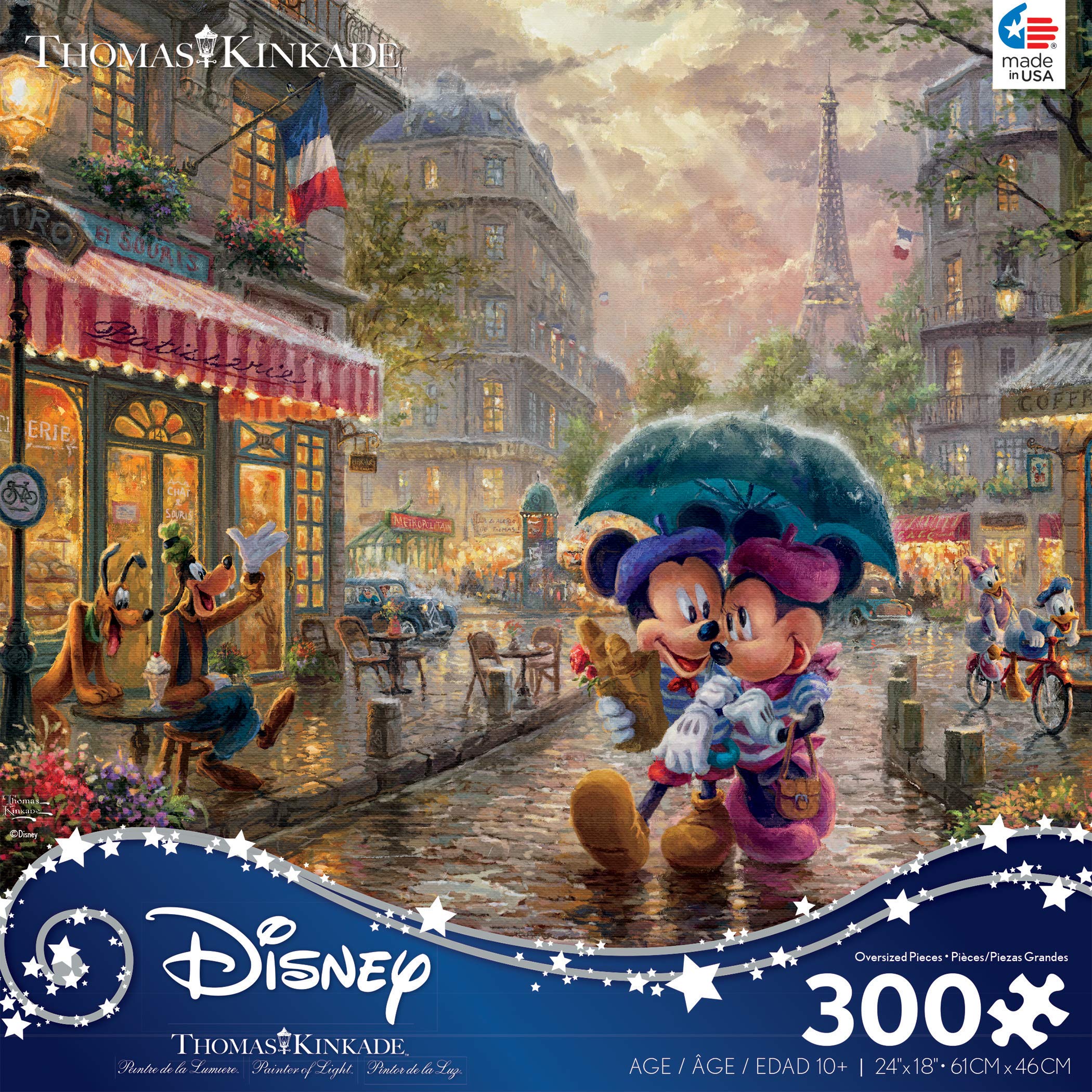 Ceaco - Thomas Kinkade - Disney Dreams Collection - Mickey and Minnie in Paris - 300 Piece Jigsaw Puzzle, 24 x 18