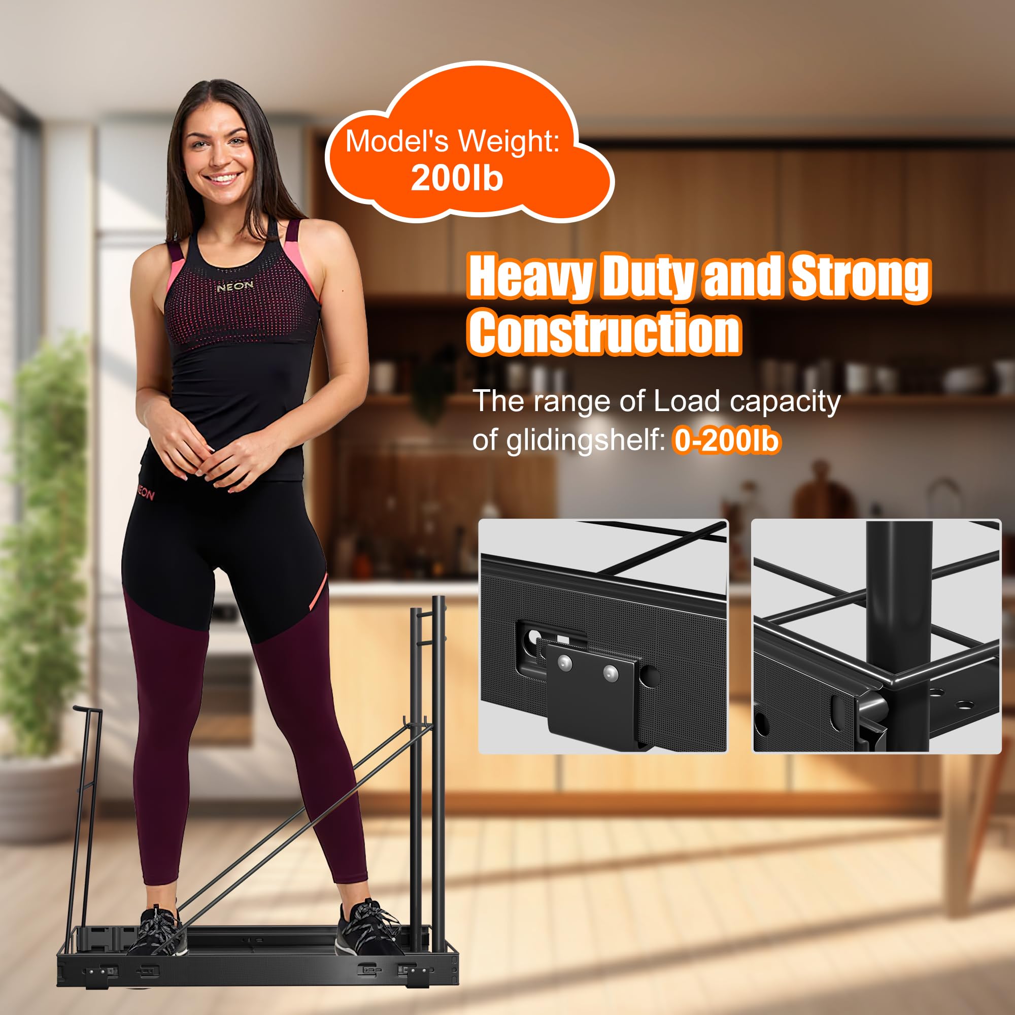 Feidyns Pull Out Trash Can Under Cabinet, Under Sink Garbage Can Pull Out Slider for Kitchen Cabinet Garbage Can, Under Sink Trash Can for 10 Gallon Trash Can, Trash Can Not Included (Black Ink)