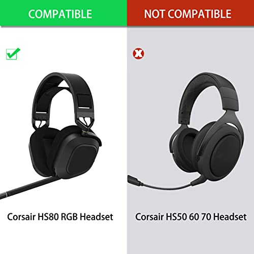 HS80 RGB Thicker Upgrade Quality Earpads - Replacement Ear Cushion Cup Compatible with Corsair HS80 RGB Wireless Headphone, High-Density Noise Cancelling Foam,Added Thicknes (Black Fabric)