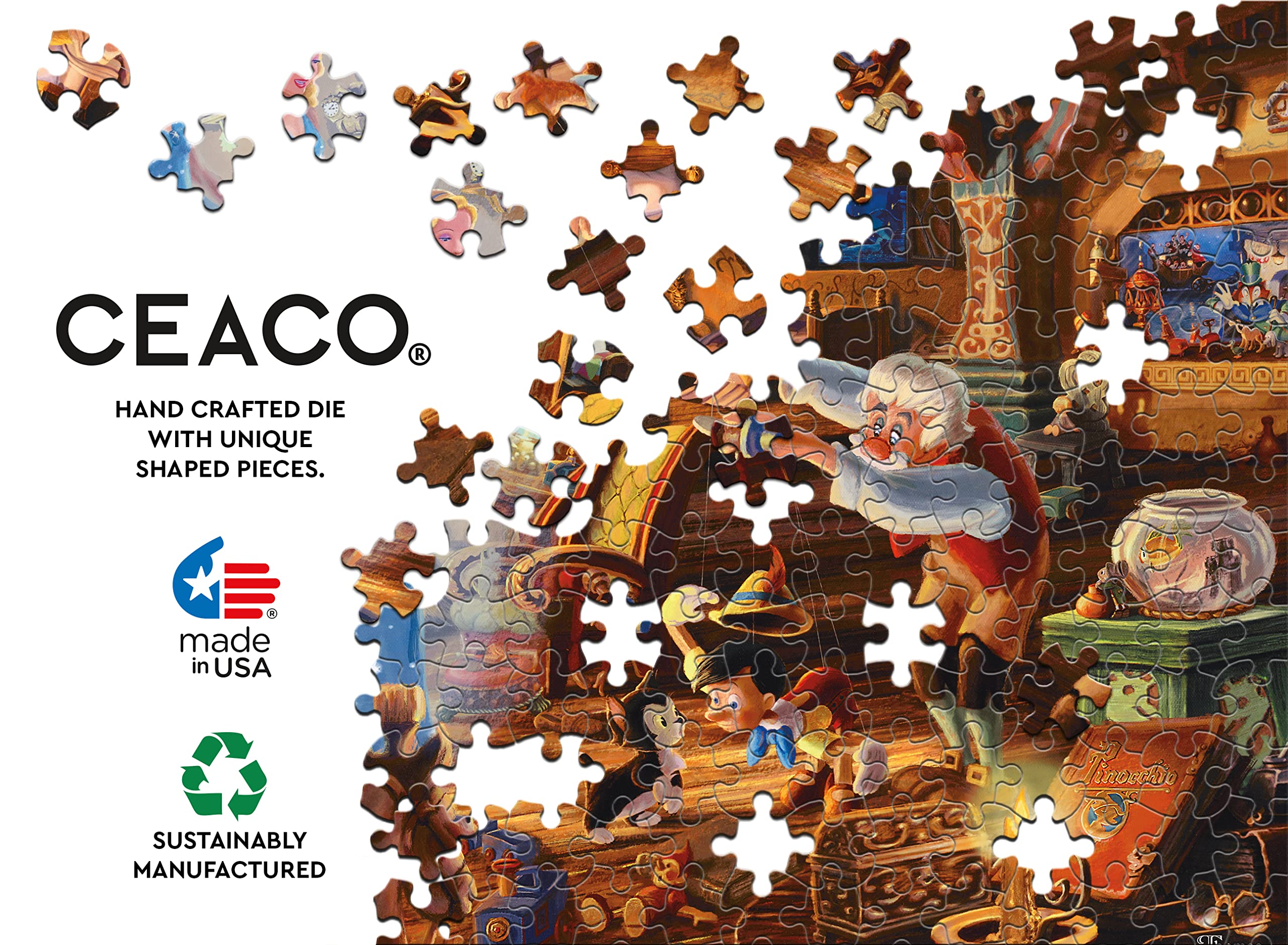Ceaco - Thomas Kinkade - Disney - Geppetto's Pinocchio - 750 Piece Jigsaw Puzzle