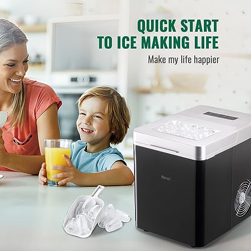 Ice Maker Countertop 9 Pcs Bullet ice in 8 Mins, 33LBS in 24Hrs, WANAI Portable Ice Machine with Auto Self-Cleaning, Ice Scoop & Basket, Two Size for Home/Office/Kitchen/Bar