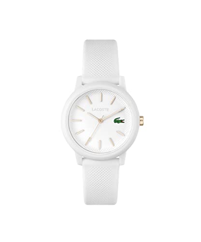 Lacoste 12.12 Women's Quartz Plastic and Silicone Strap Watch, Color: White (Model: 2001211)
