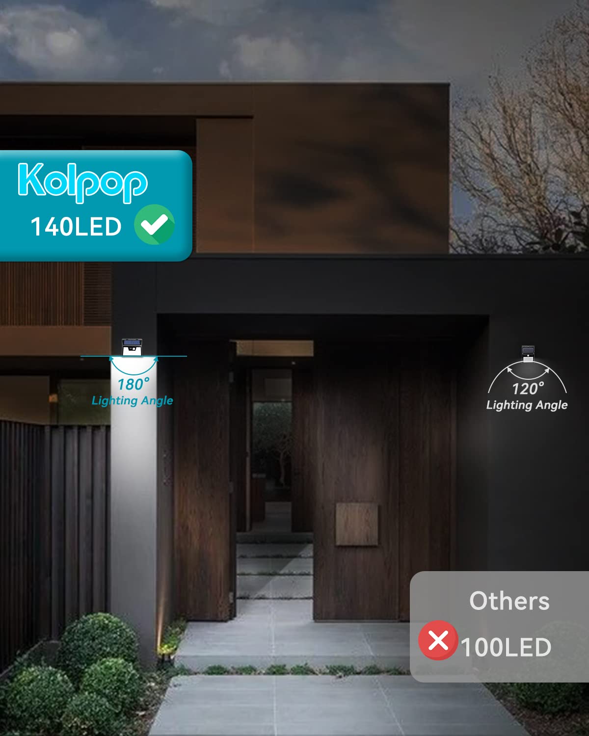 Solar Lights Outdoor 4 Pack, 140LED/3 Modes Motion Sensor Outdoor Lights Solar Powered, Wireless IP65 Waterproof Solar Wall Lights Outdoor Lights, Bright for Backyard Garden Fence Patio Front Door