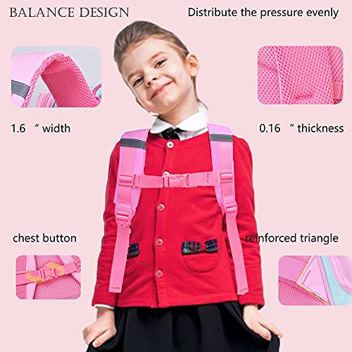 HT HONOR . TRUST Girls Backpack 16inch for 5 6 7 8 years old Backpacks Kids Elementary School Bag for Girls Pink Children BookBag