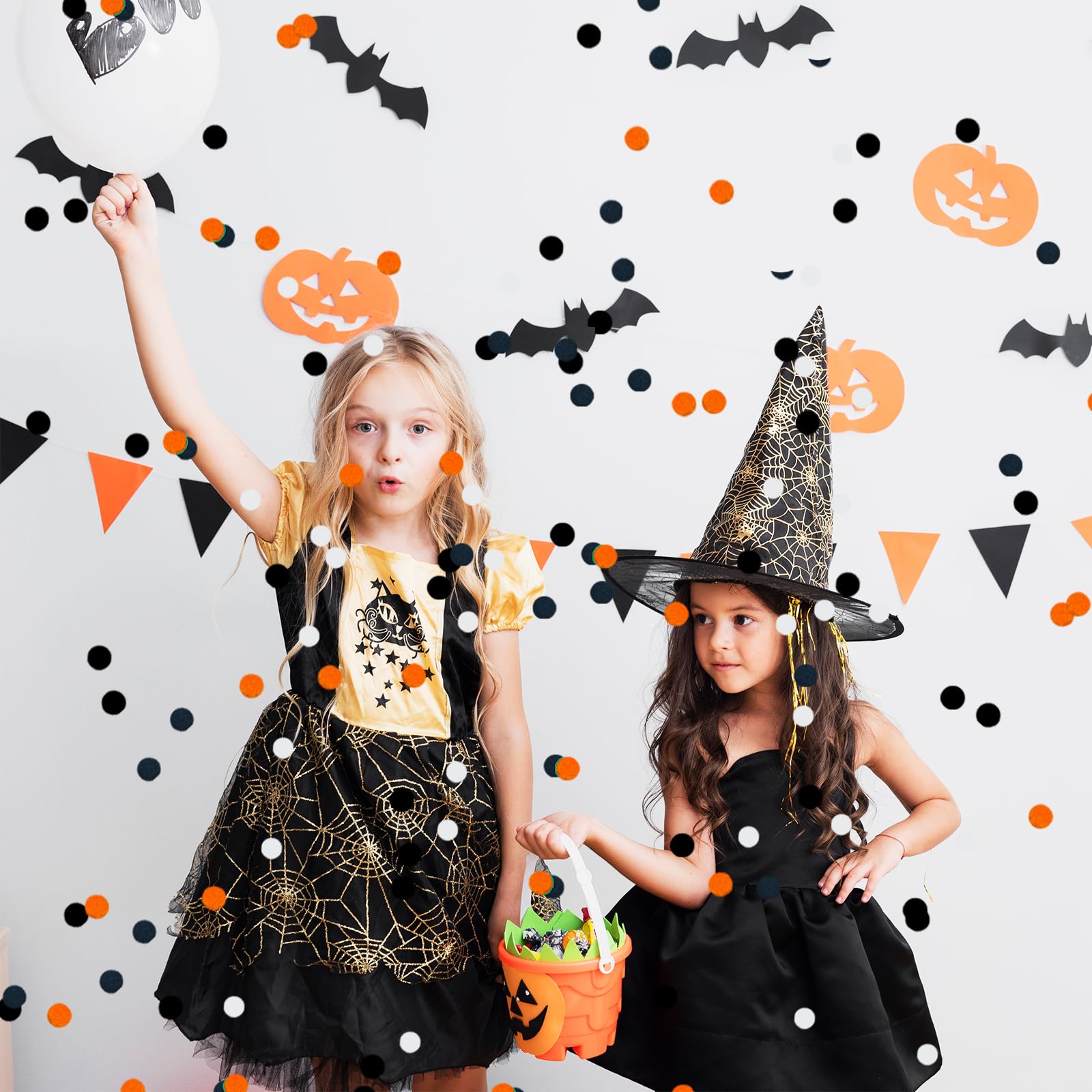 Halloween Confetti 1 inch Paper Confetti Black Orange and White Table Confetti for Halloween Decorations 1.75oz