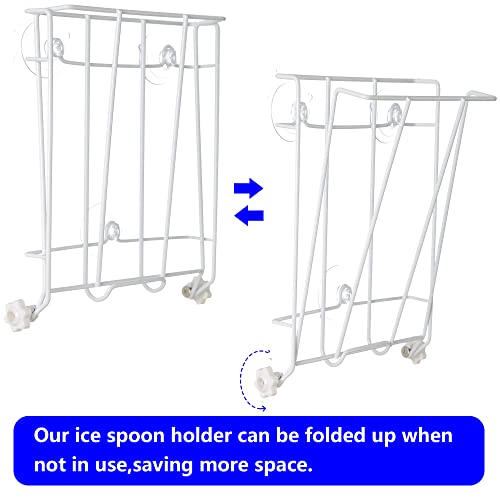 Ice Scoop Holder for Ice Machine, Universal&Foldable Design, Stainless Steel Heavy Duty Ice Scoop Holder for Commercial,Restaurant,Countertop Ice Maker Freezer Refrigerator Kitchen