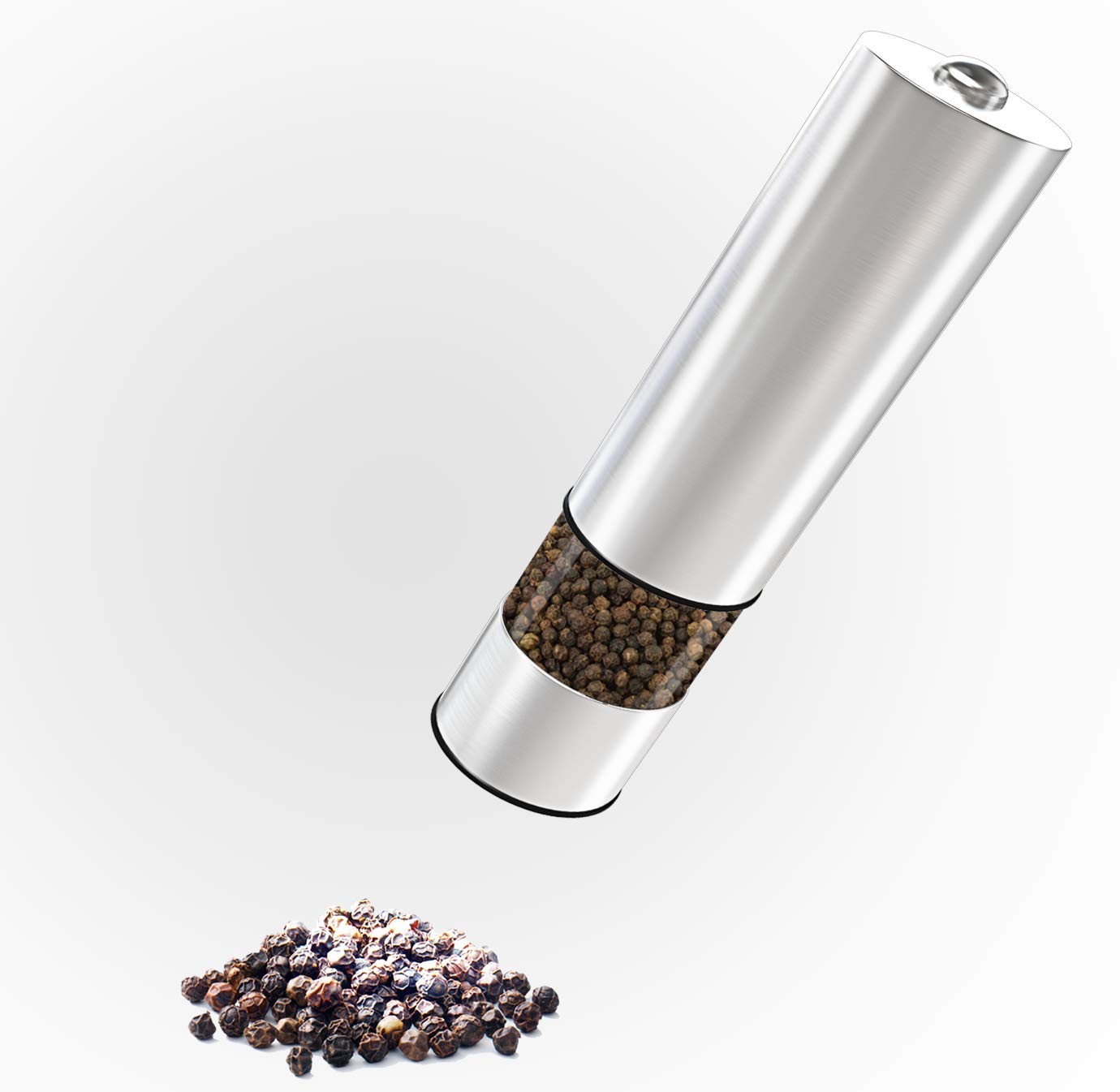 Electric Pepper Grinder or Salt Grinder β Battery Operated Automatic Spice Grinder - Pepper Mill with Light and Adjustable Ceramic Grinder by Velvastar