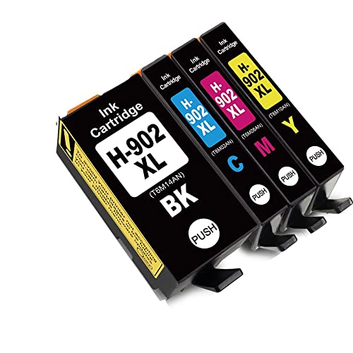 RLMINK Compatible Ink Cartridge Replacement for HP 902XL 902 Ink Cartridges to use with Officejet 6978 6968 6962 6958 6970 6950 6960 Printer Tray (Black, Cyan, Magenta, Yellow, 4 Pack)