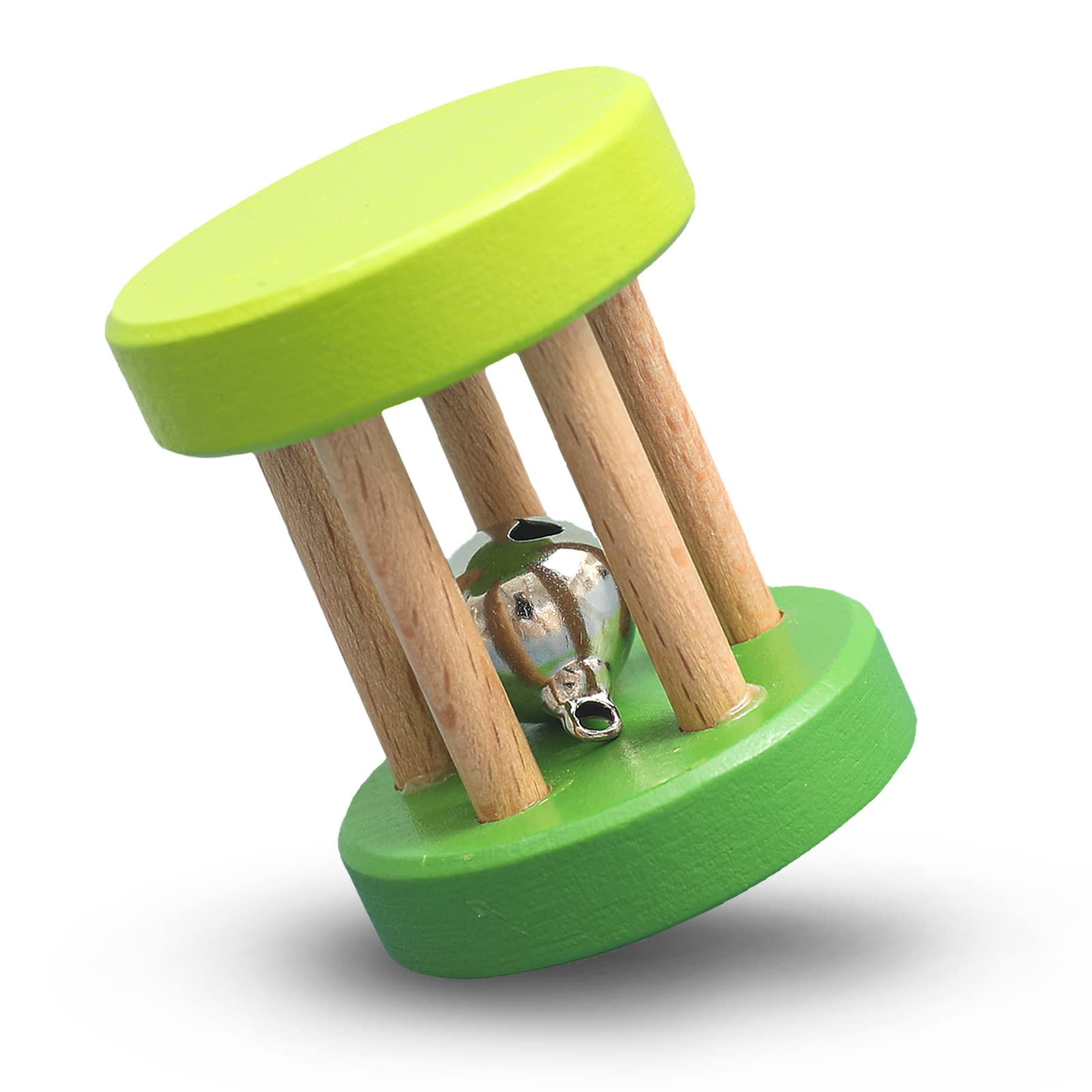 Wooden Rattle Natural Spinning Rainbow Drum Montessori Baby Roller Bell Toys Nursing Shower Gifts Green