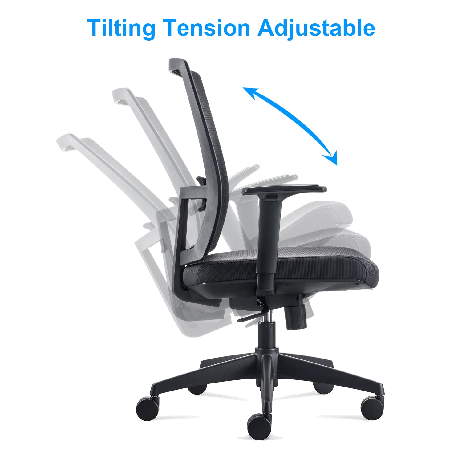 CHAIRLIN Ergonomic Mesh Mid-Back Home Office Computer Task Chair with Lumbar Support and Height Adjustable Armrest Supports up to 350 LB of Weight