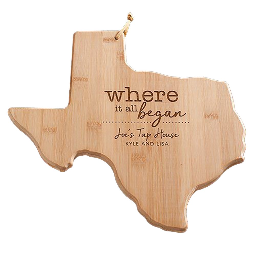 Engraved Where It All Began Texas Cutting Board, Bamboo, Personalized