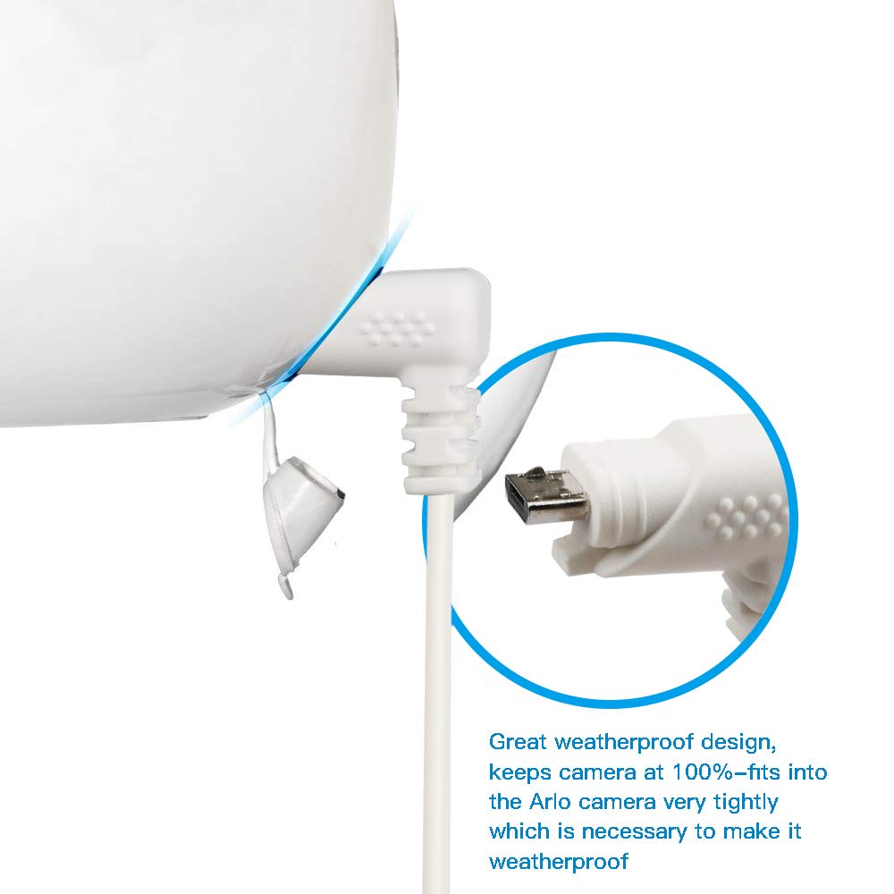 Power Cable 10Ft, Power Cord and Charger Adapter for Arlo Pro & Pro 2 and Arlo Go, Weatherproof Outdoor Indoor, Arlo Power Cable