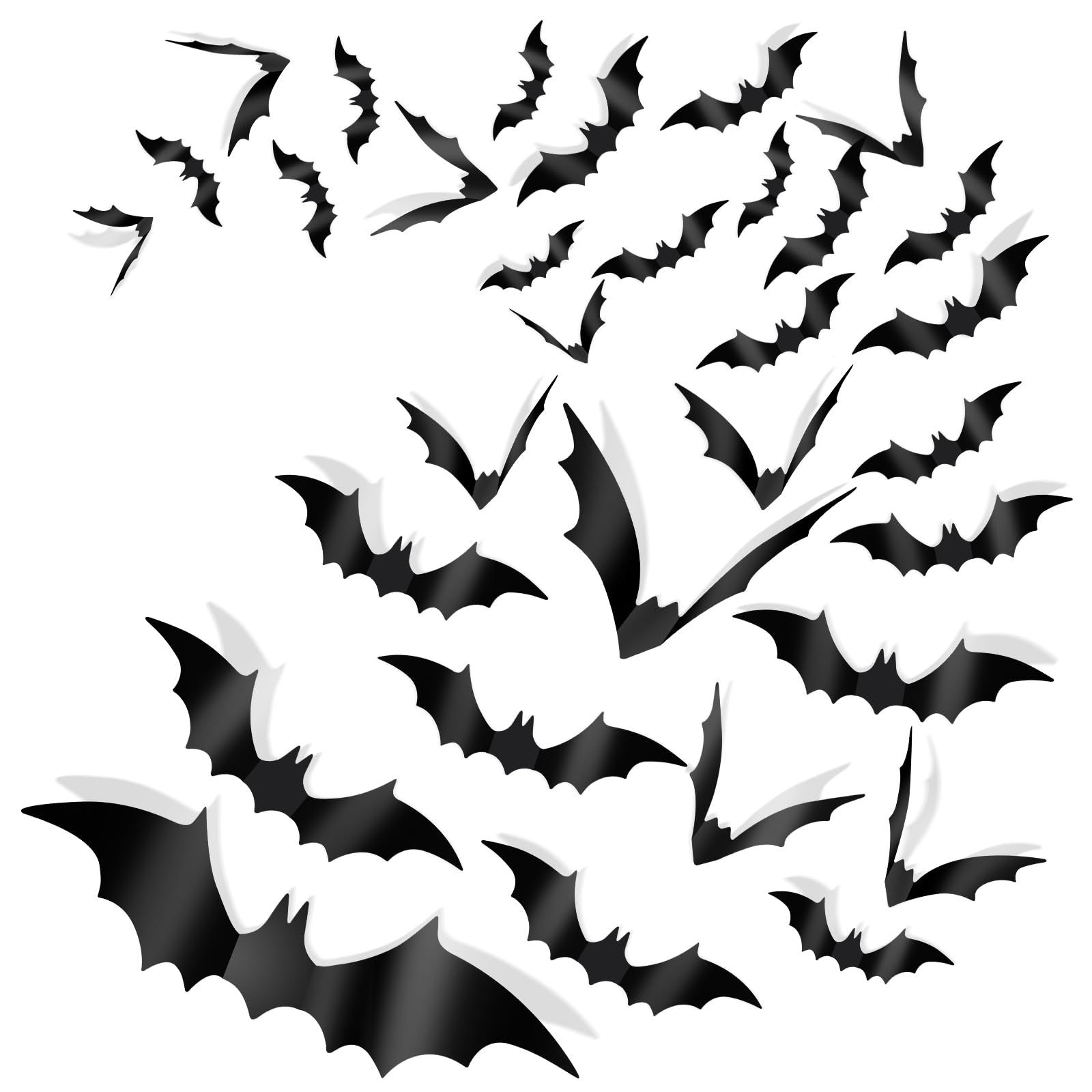 Halloween Decorations 60 PCS Halloween Bats Stickers Halloween Wall Decor PVC 3D Black Wall Bats Scary Stickers Halloween Party Decorations Indoor Outdoor DIY Home Window Door Halloween Decor