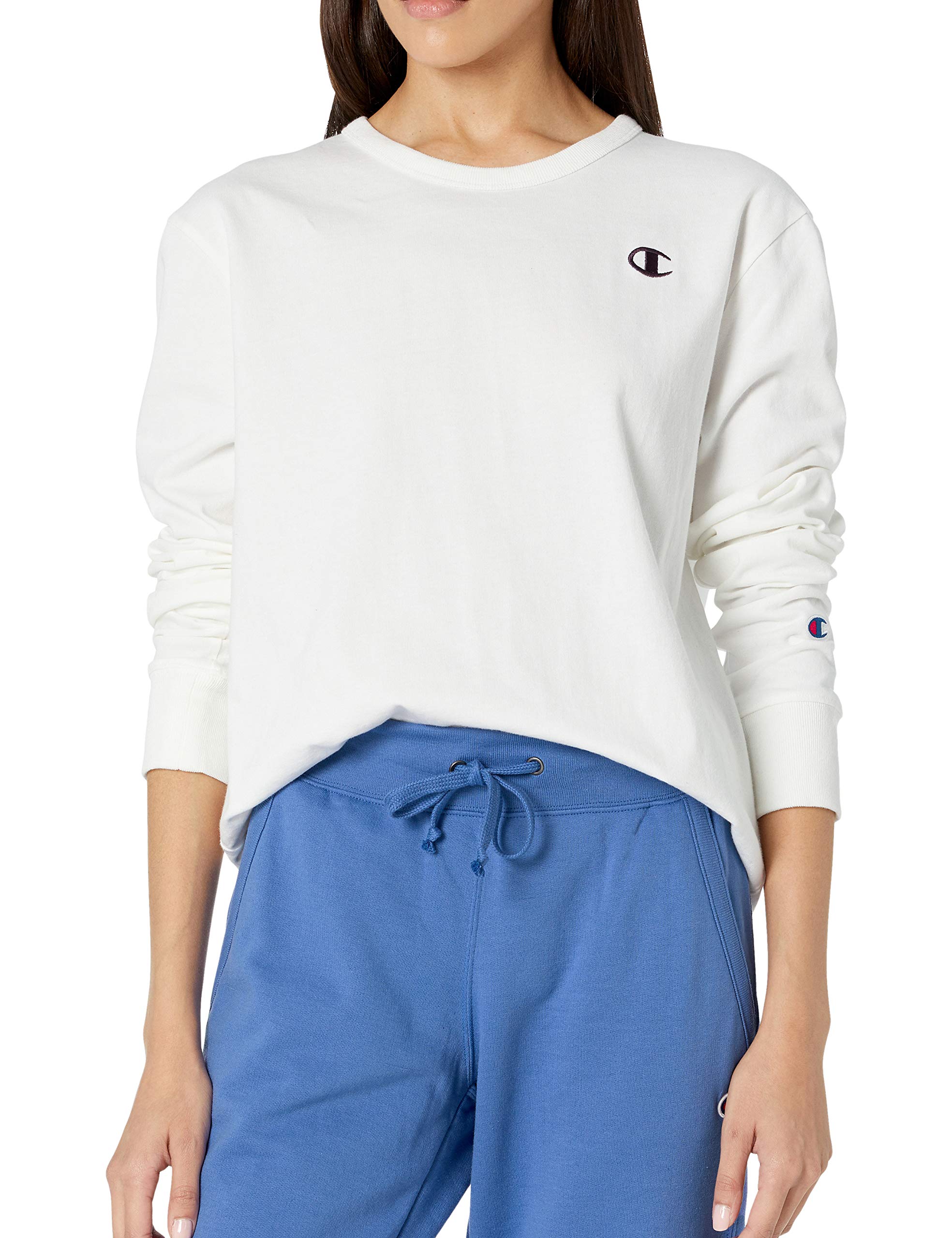 Champion Women's Long Sleeve, White-586088, Large