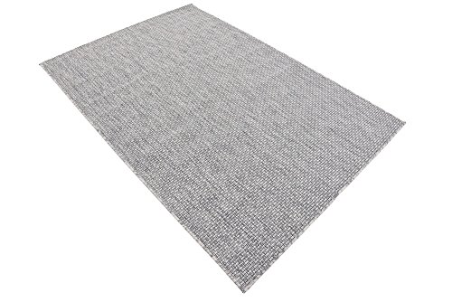 Unique Loom Collection Casual Transitional Solid Heathered Indoor/Outdoor Flatweave Area Rug, 4 ft x 6 ft, Light Gray/Ivory