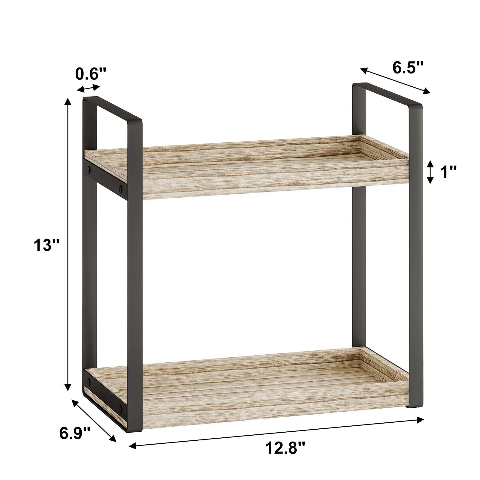 Fixwal Countertop Organizer for Bathroom, 2-Tier Wood Bathroom Counter Organizers Shelf Cosmetic Storage Standing Vanity Tray Kitchen Spice Rack, Light Brown