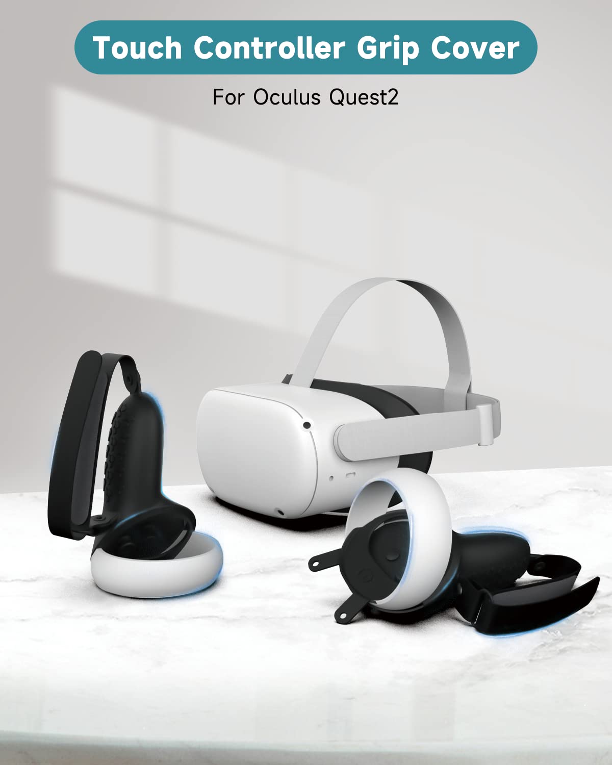 Controller Grips Compatible with Oculus Quest 2 Accessories, OKAYCAT Quest 2 Hand Strap Soft Anti-Slip Silicone Grip Cover, Controller Straps for Meta Quest 2 with Adjustable Knuckle Straps