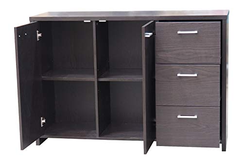 Kings Brand Furniture - Sideboard Buffet Storage Cabinet with 3 Drawers and 2 Shelves, Kitchen Console Cabinet for Living Room, Dining Room, Kitchen, Entryway