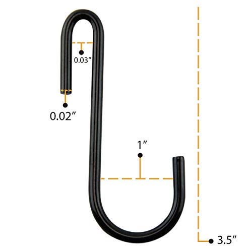 WALLNITURE Multipurpose S Shape Utility Hooks Stainless Steel Black 3.5 Inches Set of 10