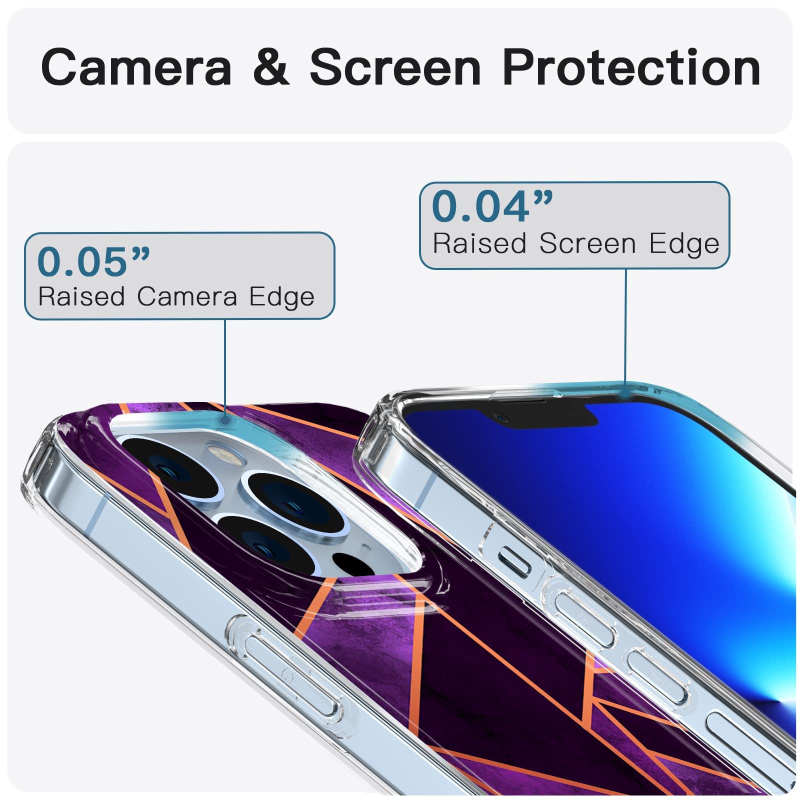 Compatible with iPhone 13 Pro Max Case Flowers Clear Floral Pattern [Shock-Absorption] Ultra Thin Protective Hard Back with Soft Silicone Bumper Shockproof Cover Case for iPhone 13 Pro Max 6.7”-14