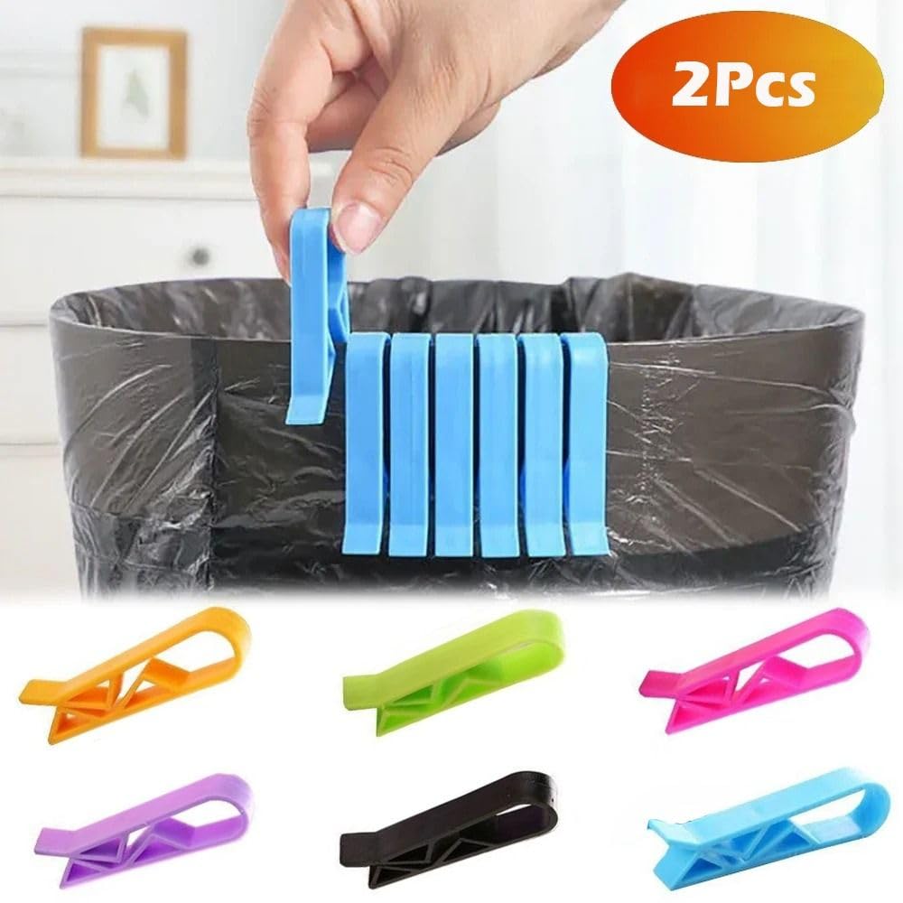 gootrades 2Pcs Garbage Bin Clip Universal Bin Bag Anti-Skid Fixed Buckle Multifunctional Trash Can Fixing Clip Household Storage Sealed Clip