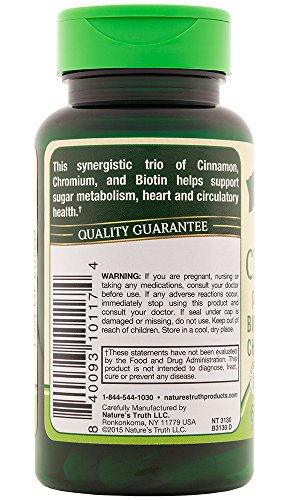 Ceylon Cinnamon Capsules | 2500mg | 60 Count | Vegetarian, Non-GMO & Gluten Free Supplement | Plus Chromium and Biotin | by Nature's Truth