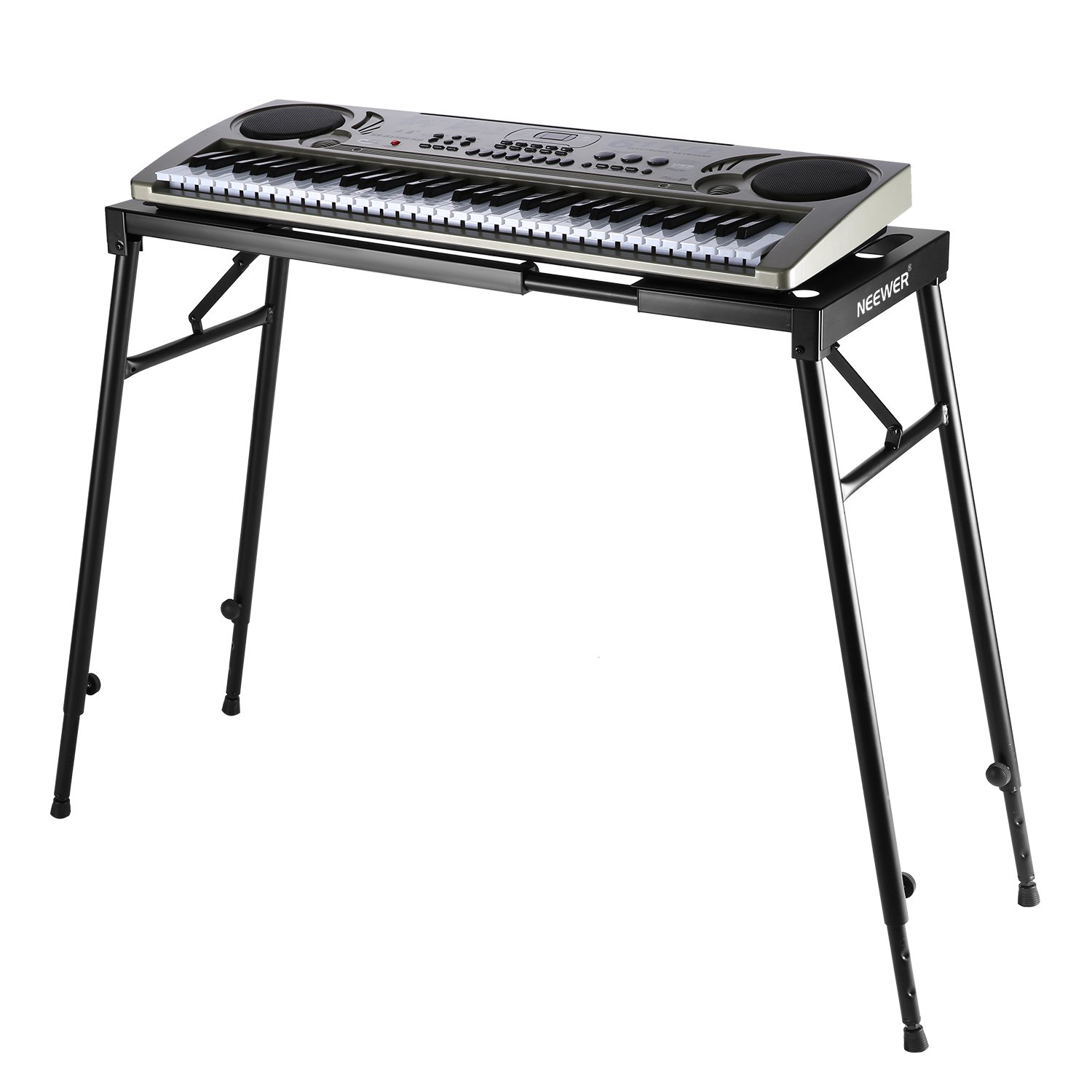 Neewer Collapsible Piano Keyboard Stand for 61-key / 76-key / 88-key Keyboard with Adjustable Height from 25.6"to 43.3"/65cm to 110cm and Length from 29"to 51.2"/73cm to 113cm, Black