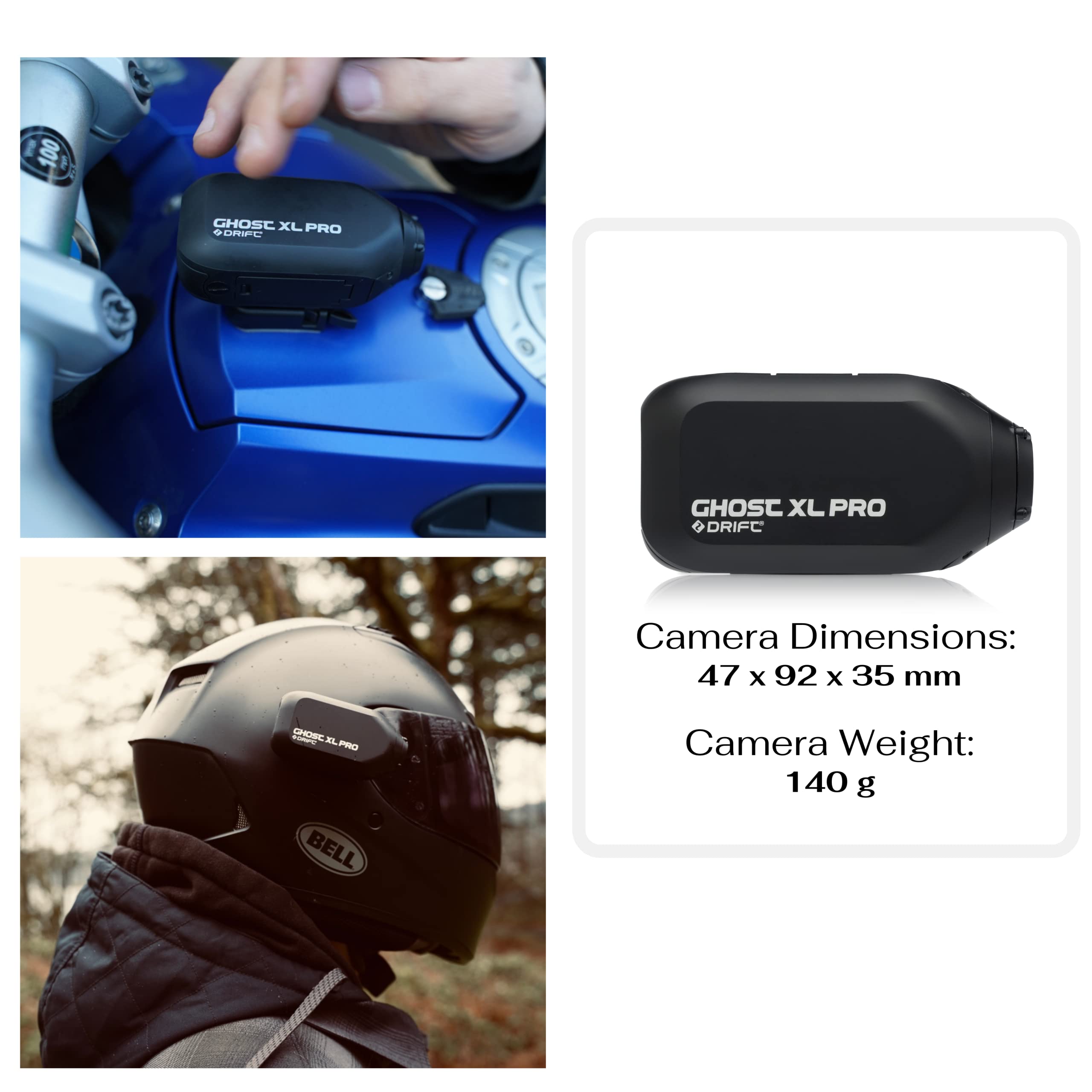 Drift Ghost XL Pro - 4K Action Camera, Image Stabilization, Waterproof, Rotatable Lens, Dashcam Mode, Livestreaming, Clone Mode, 7hr Battery Life at 1080P & 4.5hr Battery Life at 4K (XL Pro)