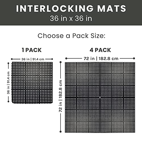 Envelor Interlocking Rubber Floor Mat for Restaurant Kitchen Floor Anti Fatigue Bar Door Mat Non-Slip Indoor Outdoor Shower Pool Drainage, Durable Garage Flooring 36 x 36 Inch