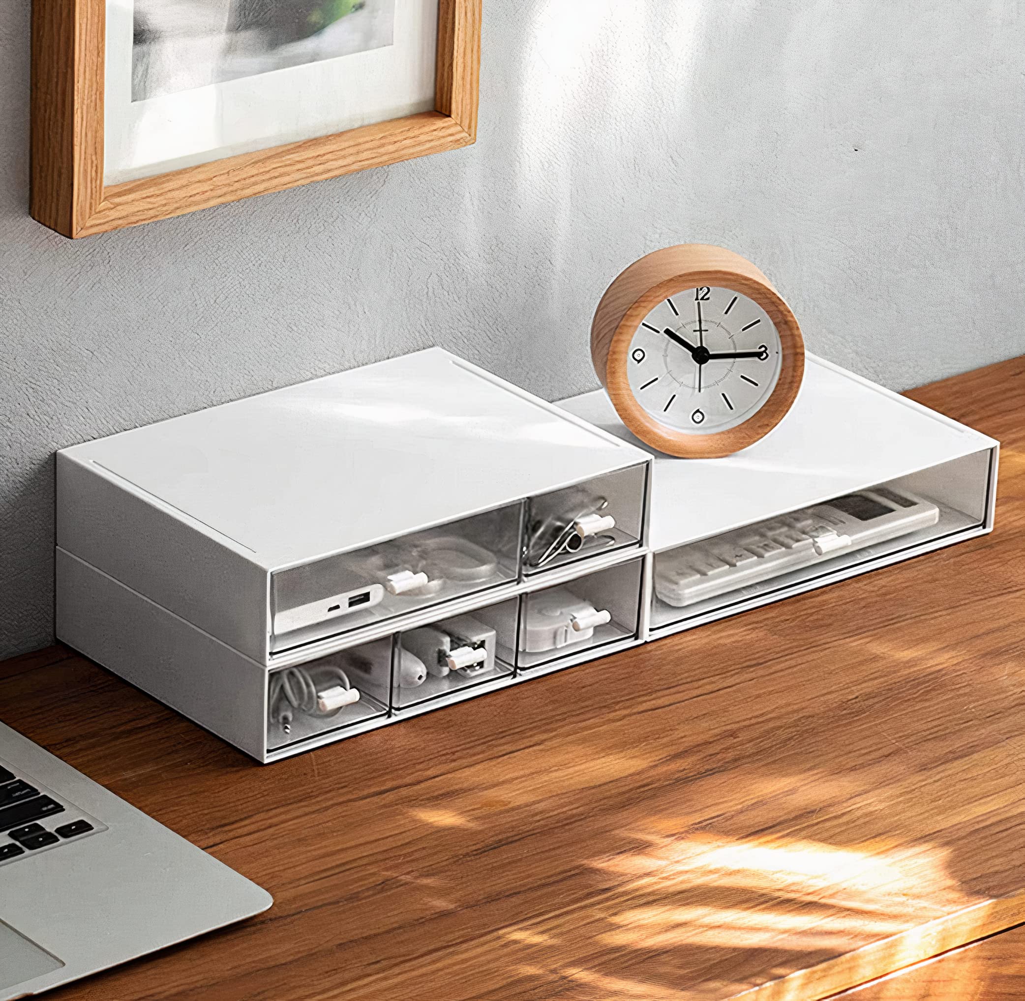 Stackeer Desk Organizer Bathroom Organization With 6 Drawers. Three tier Desk Organizer For Your Home or Office, Desk Supplies, Bathroom organization, School and Accessories (white).