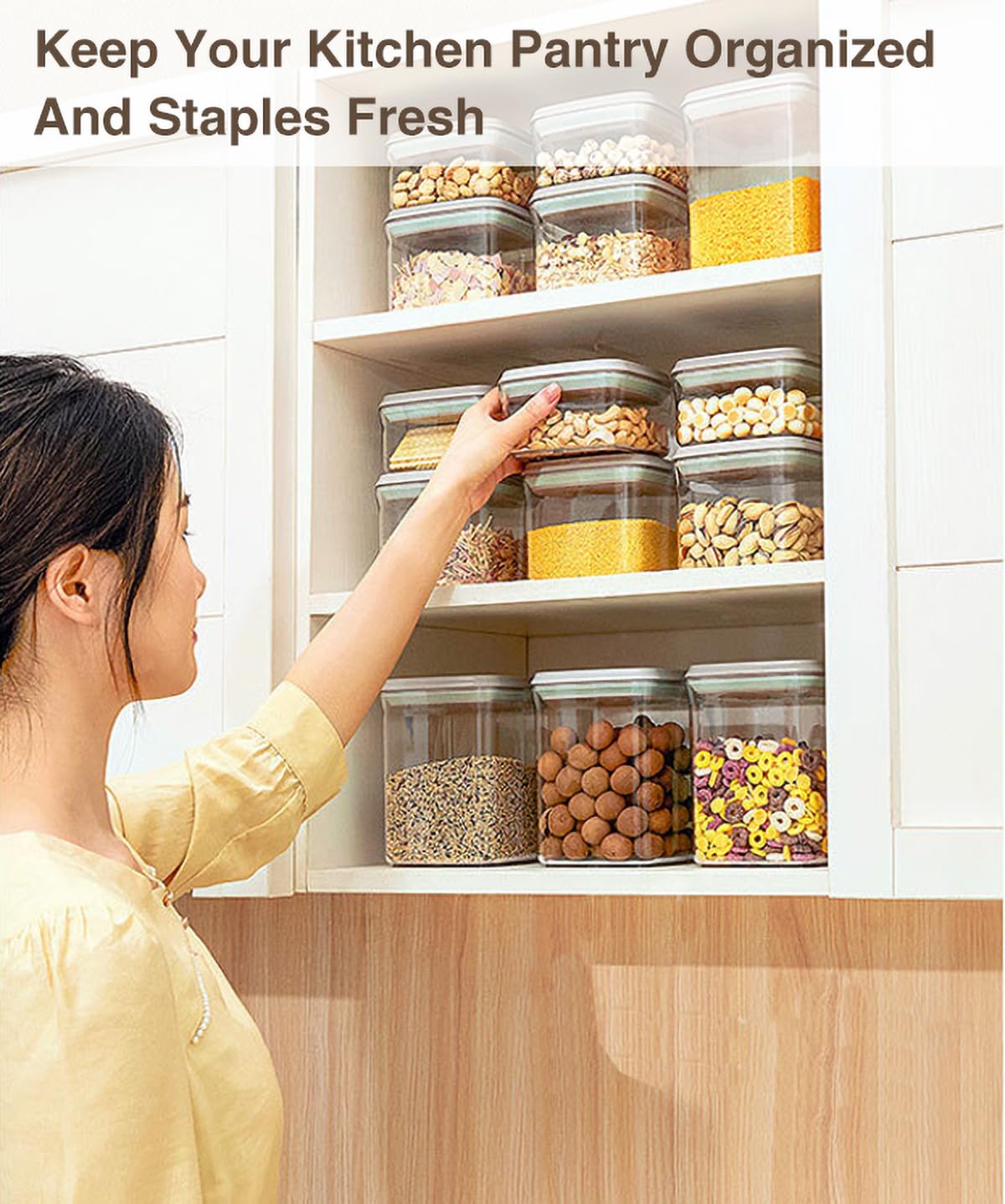 Melovom Pop Food Storage Containers Set Airtight Food Storage Containers with Pop Lids, Kitchen Pantry Organization and Storage, BPA Free, 2 x 2.8Qt