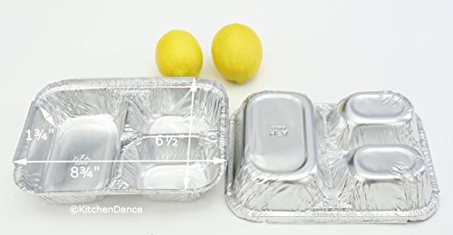 Disposable Aluminum 3 Compartment T.V Dinner Trays with Board Lid #210L (100)