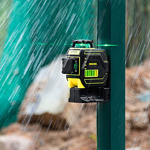 Firecore 3 X 360 Green Laser Level Self-leveling Three-Plane Leveling and Alignment Line Laser Tool with Pulse Mode, 2 Rechargeable Lithium Batteries, Magnetic Pivoting Base, Target Plate(F94T-XG)