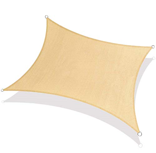 E.share Square 20ft X 20ft Sun Shade Sail Uv Top Canopy Patio Lawn Square Desert Sand UV Block for Outdoor Facility and Activities for Patio Backyard