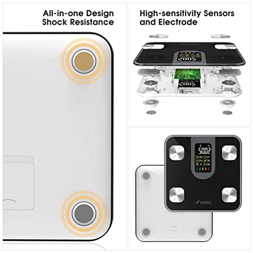FIRINER Bluetooth Body Fat Scale with Large Display Digital Smart Scale for Body Weight and Fat BMI Heart Rate Composition 15 Body Composition Analyzer Sync with Fitness App
