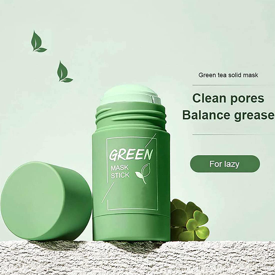 Nenrte 2pcs Green Tea Deep Cleanse Mask Stick, Green Tea Blackhead Remover Stick, Removes Blackheads Green Mask Stick for All Skin Types