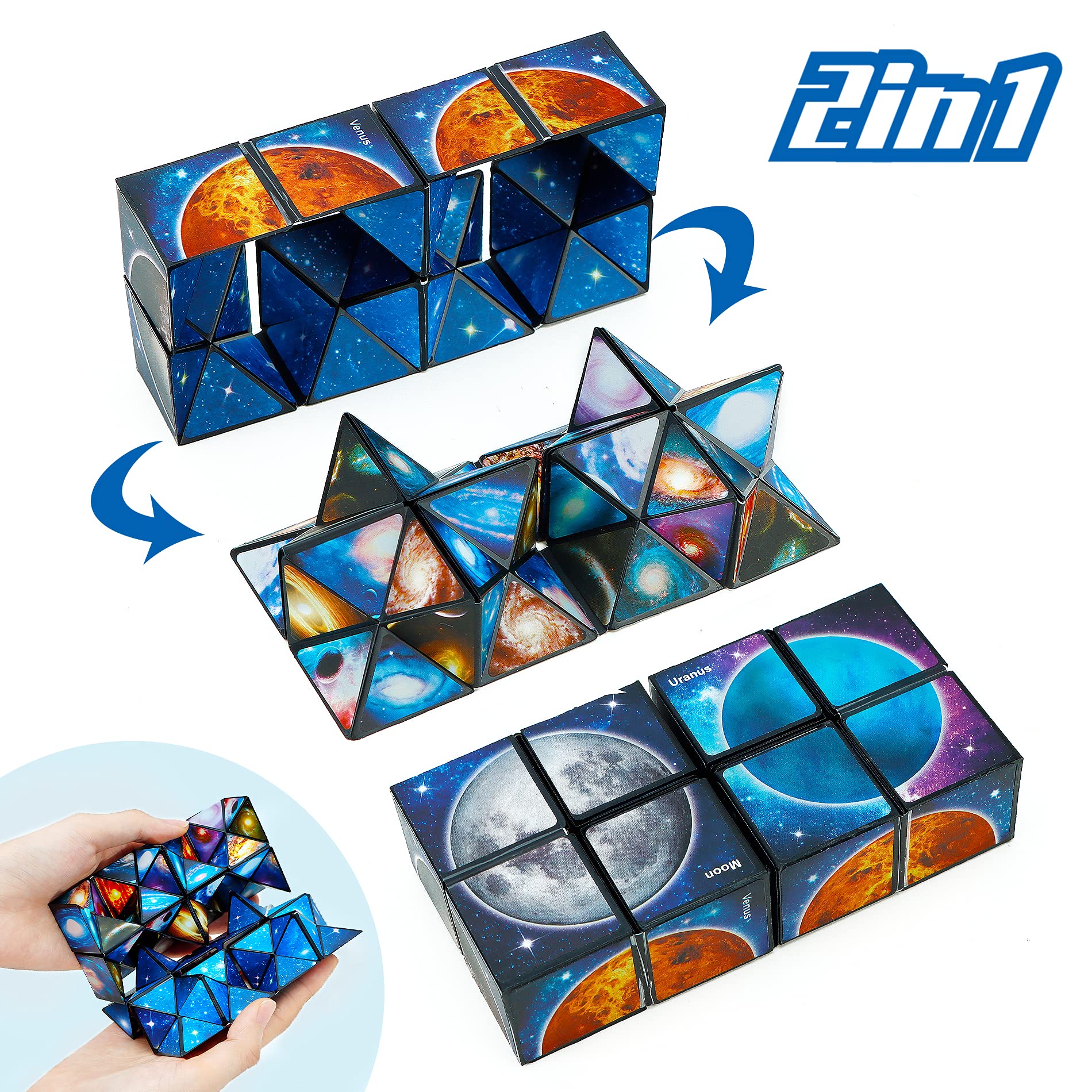 Star Cube,Vcall 2 in 1 Combo Infinity Cube Fidget Toy Magic Star Cube Smooth Surface Magic Cube Puzzle for Kids and Adults to Stress and Anxiety Relief Mini Preschool Toys