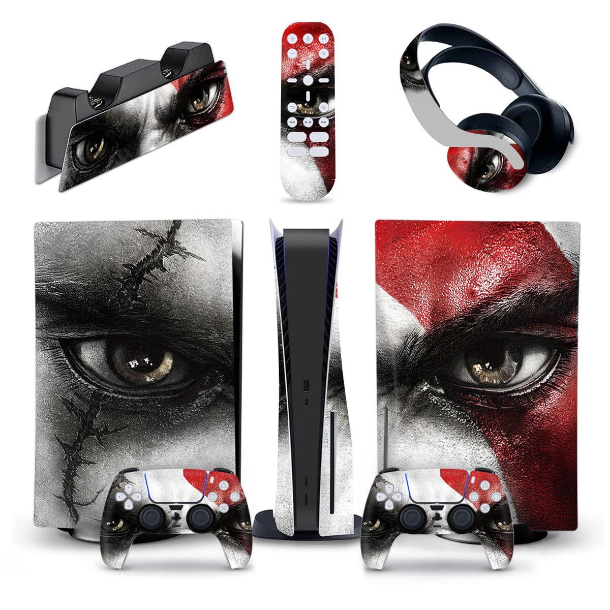 CENSTEEL PS5 Skin for PlayStation 5 Disc Version, Sticker for PS5 Vinyl Decal Cover for Playstation 5 Controller & Charging Station & Headset & Media Remote - Eyes