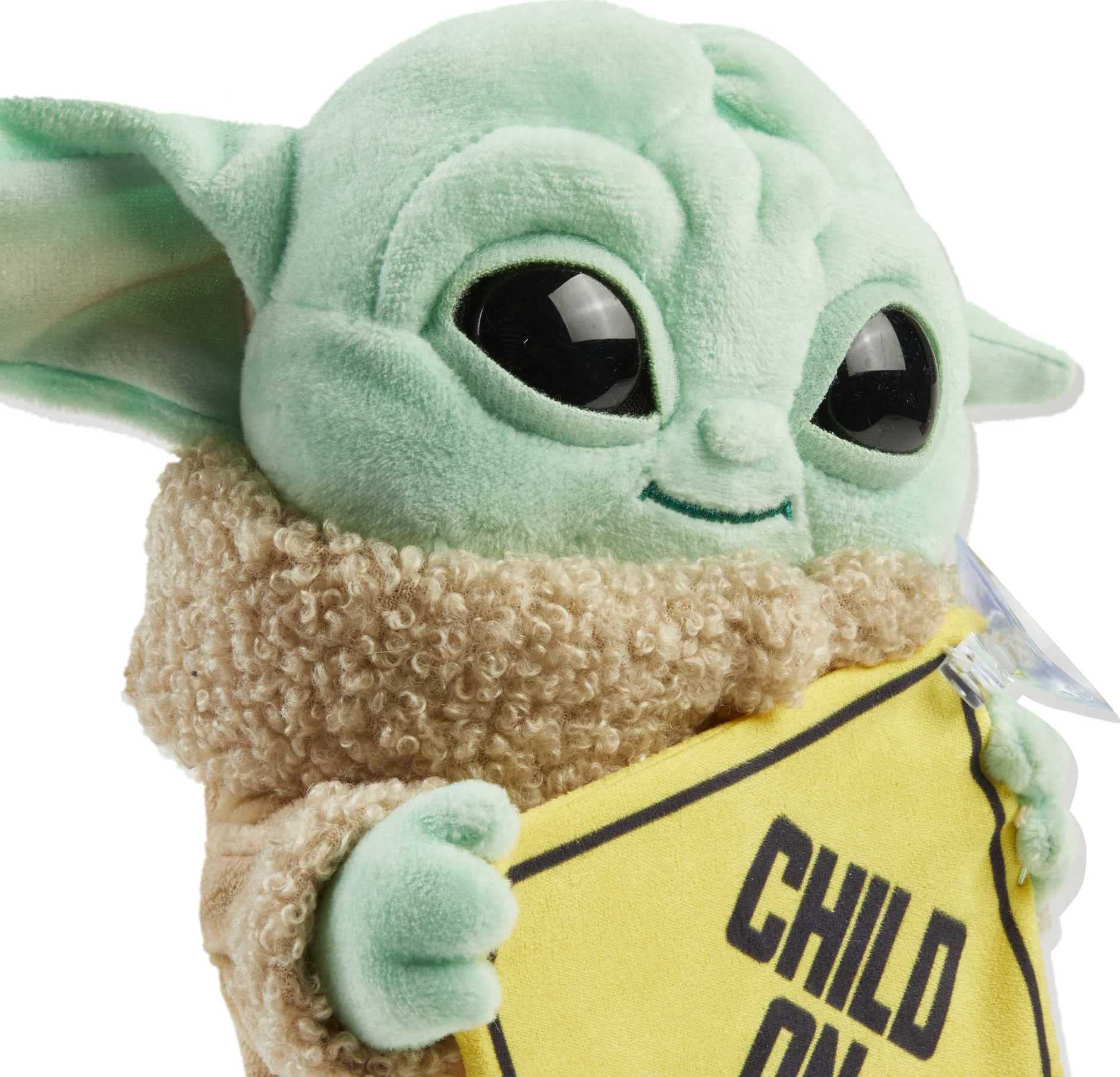 Star Wars Grogu Plush “Child on Board” Sign +Toy, 8-in Character from The Mandalorian, Soft, Collectible Cuddle Toy & Automobile Signage