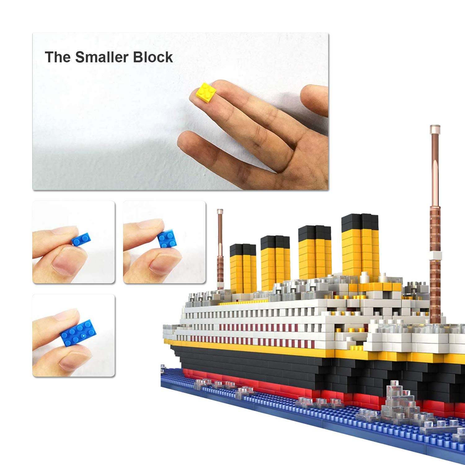 Yemhash Micro Mini Blocks Titanic Model Building Set with 2 Figure, 1872 Piece Mini Bricks Toy, Gift for Adults and Kids