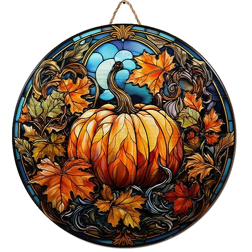V VIBEPY 2D Flat All Over Printed, Pumpkin Wooden Sign, Fall Sign, Autumn Sign, Pumpkin Sign For Fall Decor, 8",12",18" Wood Sign, Autumn Decor, Fall Decorations (CSWS-EPHG-51197001)