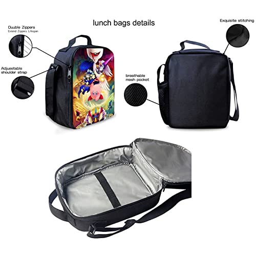 IKBAGVBK Kir.by 3 Pcs Kid Backpack Set,Boys Girls Multifunction Bookbag/Schoolbag with Tote Lunch Box Bag & Pencil Case Box Combo Set