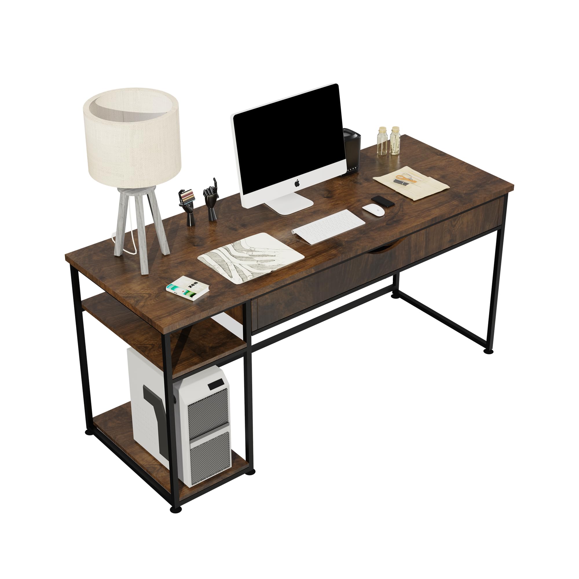 Computer Desk with Drawer 40 Inch, Home Office Small Desk Modern Simple Style Desk Study Student Writing Desk
