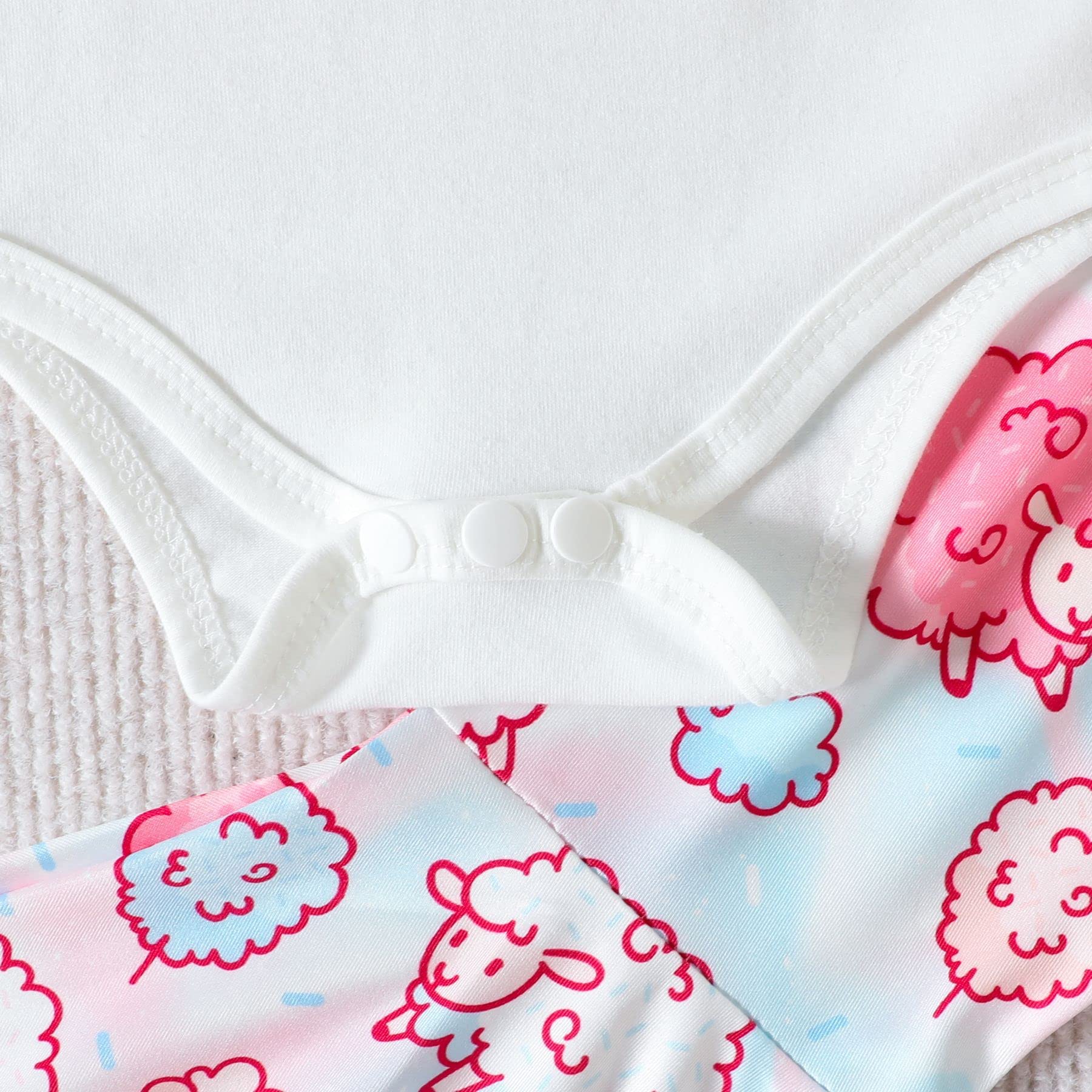 Cacacece Newborn Baby Girl Outfits Clothes Infant Short Sleeve Romper Flared Pants Headband Set 3pcs 6-12 Months