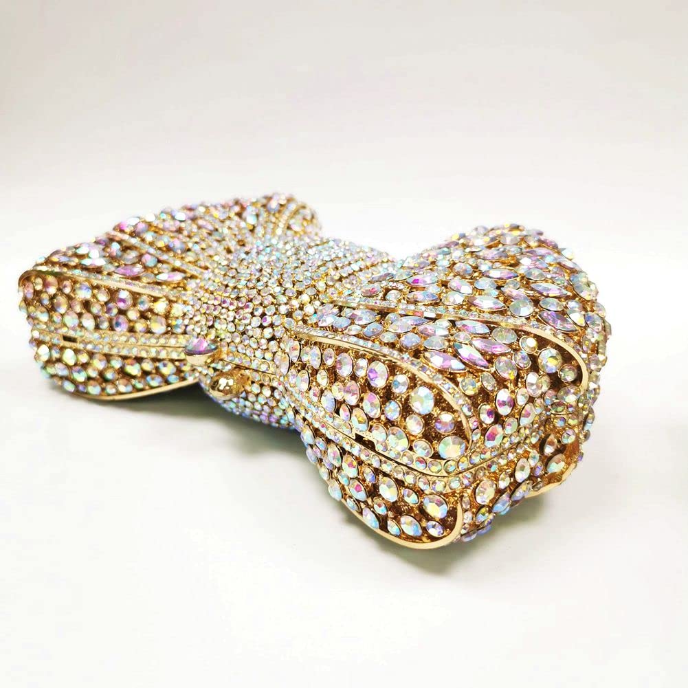 DEBIMY Women's Bow Rhinestone Evening Bag Sparkling Clutch Purse Evening Handbag for Wedding Party Prom Green