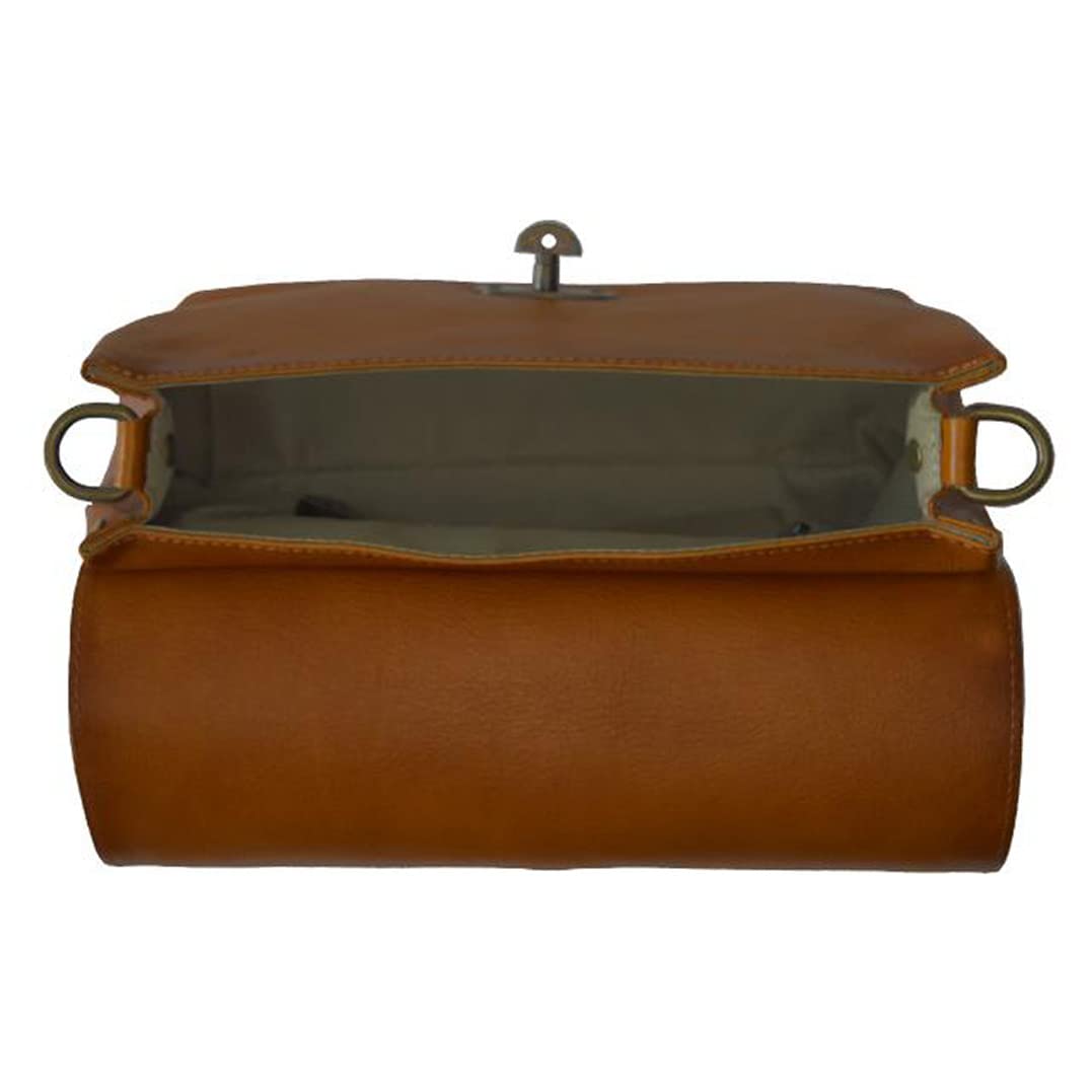 Pratesi Leather, Leather Bag for Woman Castel Del Piano Clutche in cow leather - Bruce Mustard