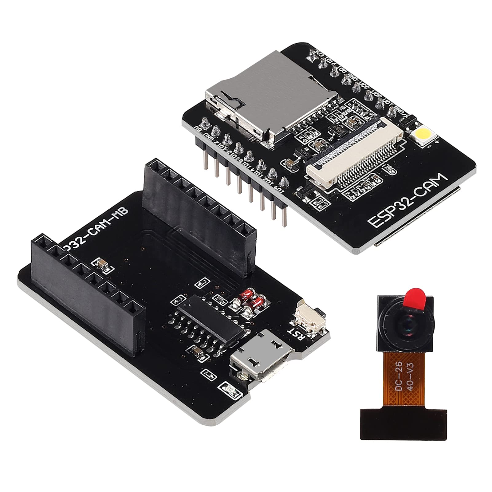 DWEII 3 Pieces ESP32-CAM WiFi Board ESP32-CAM-MB Micro USB to Serial Port CH340G with OV2640 2MP Camera Module Compatible with Arduino Raspberry Pi